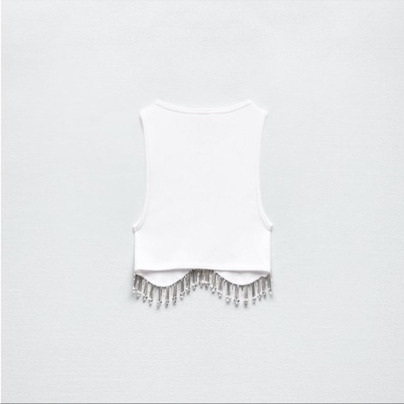 Zara | Tops | New Zara White Seamless Rhinestone Top | Poshmark